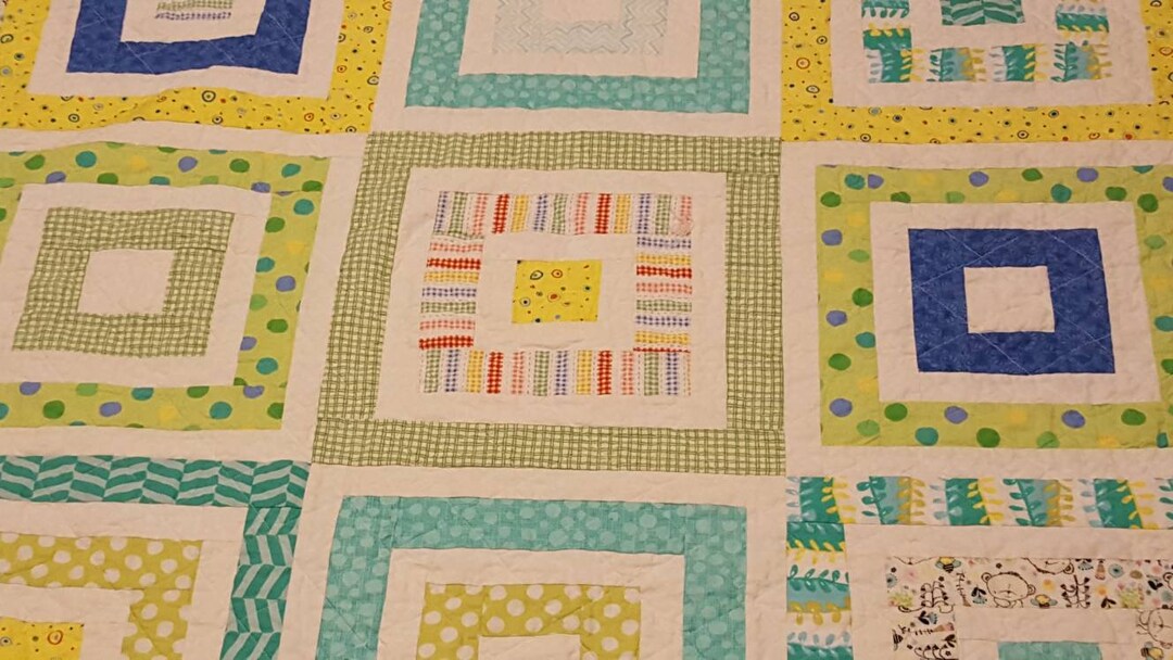 Handmade Block Baby Quilt: Minky Backing, Unisex Shower Gift - Etsy