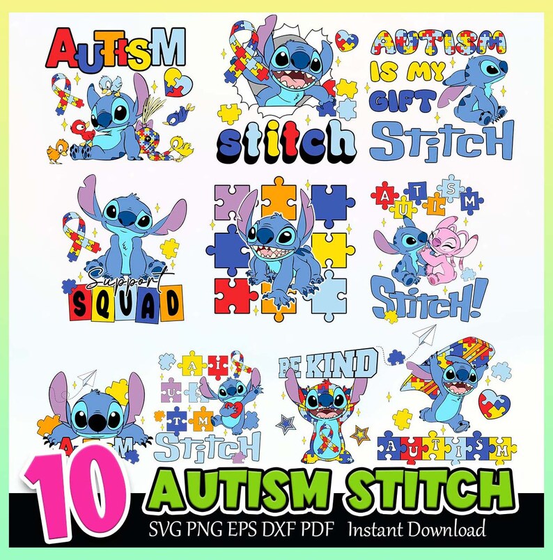 Stitch Autism Svg, Lilo and Stitch Svg, Autism Awareness, Autism ...