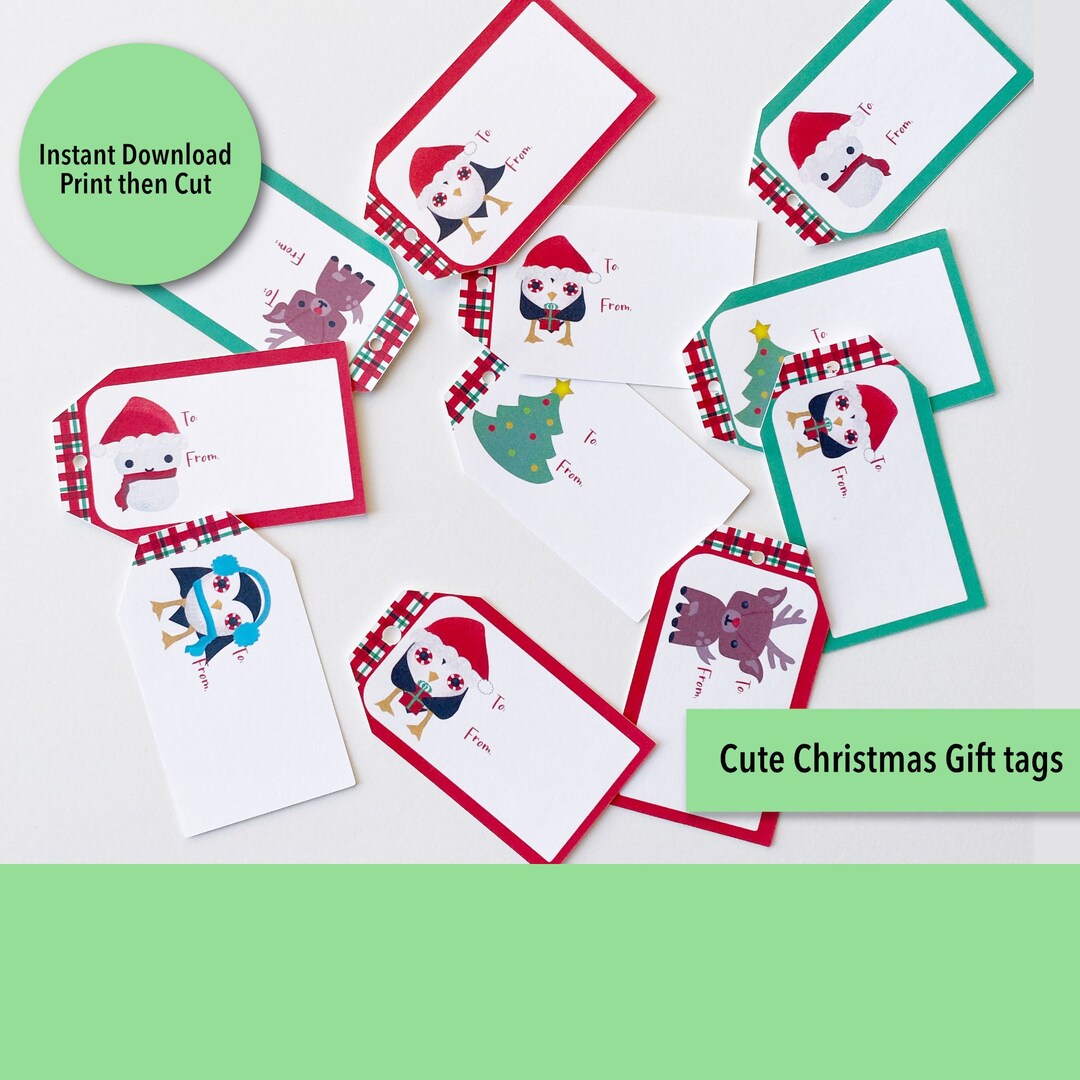 Christmas Penguins Printable Gift Tags, Present Labels Instant Download ...