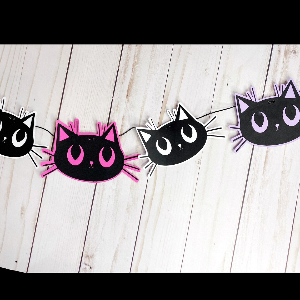 Cat Bunting SVG, Cat Face Garland Cut File, Kitty Banner Template, Cat ...