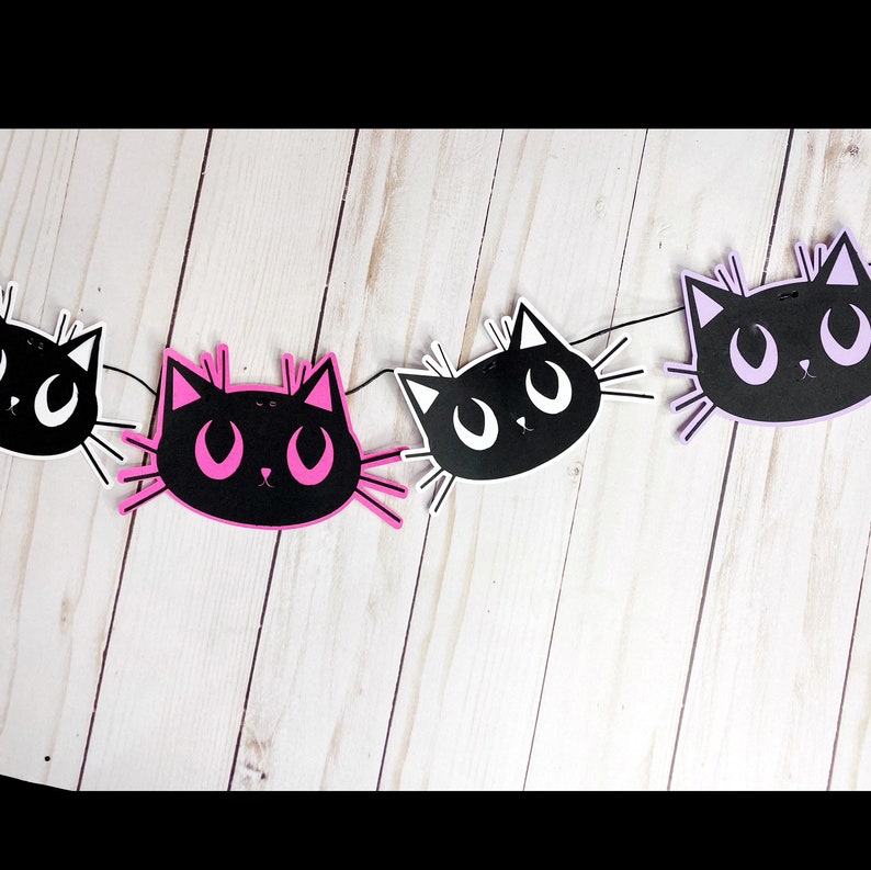 Cat Bunting SVG, Cat Face Garland Cut File, Kitty Banner Template, Cat ...