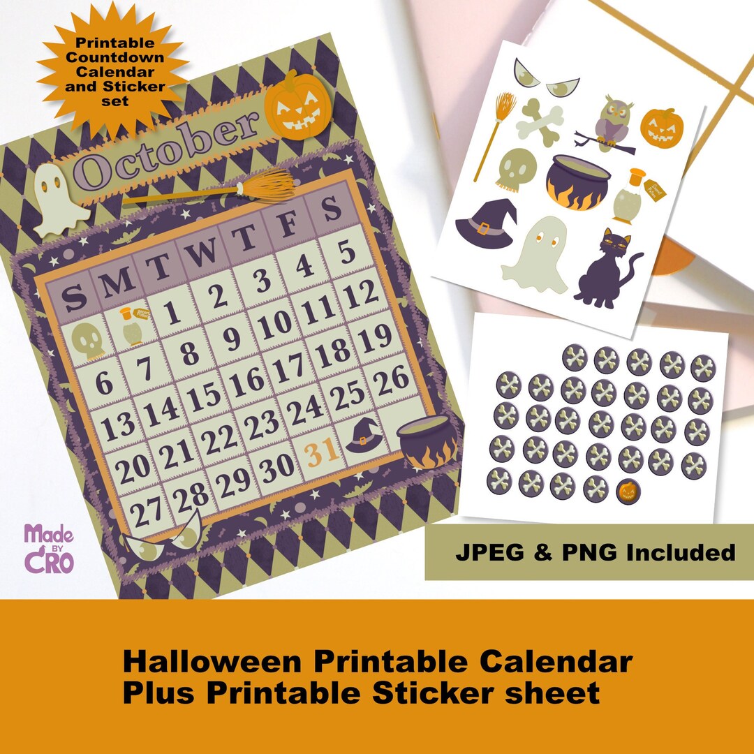 Cute Halloween Printable Countdown Calendar October Activities for Kids ...