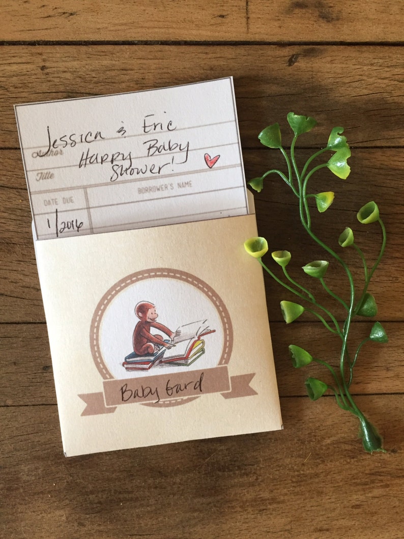 DIY Library Pocket Cards for Bring-a-Book Baby Shower Mid | Etsy