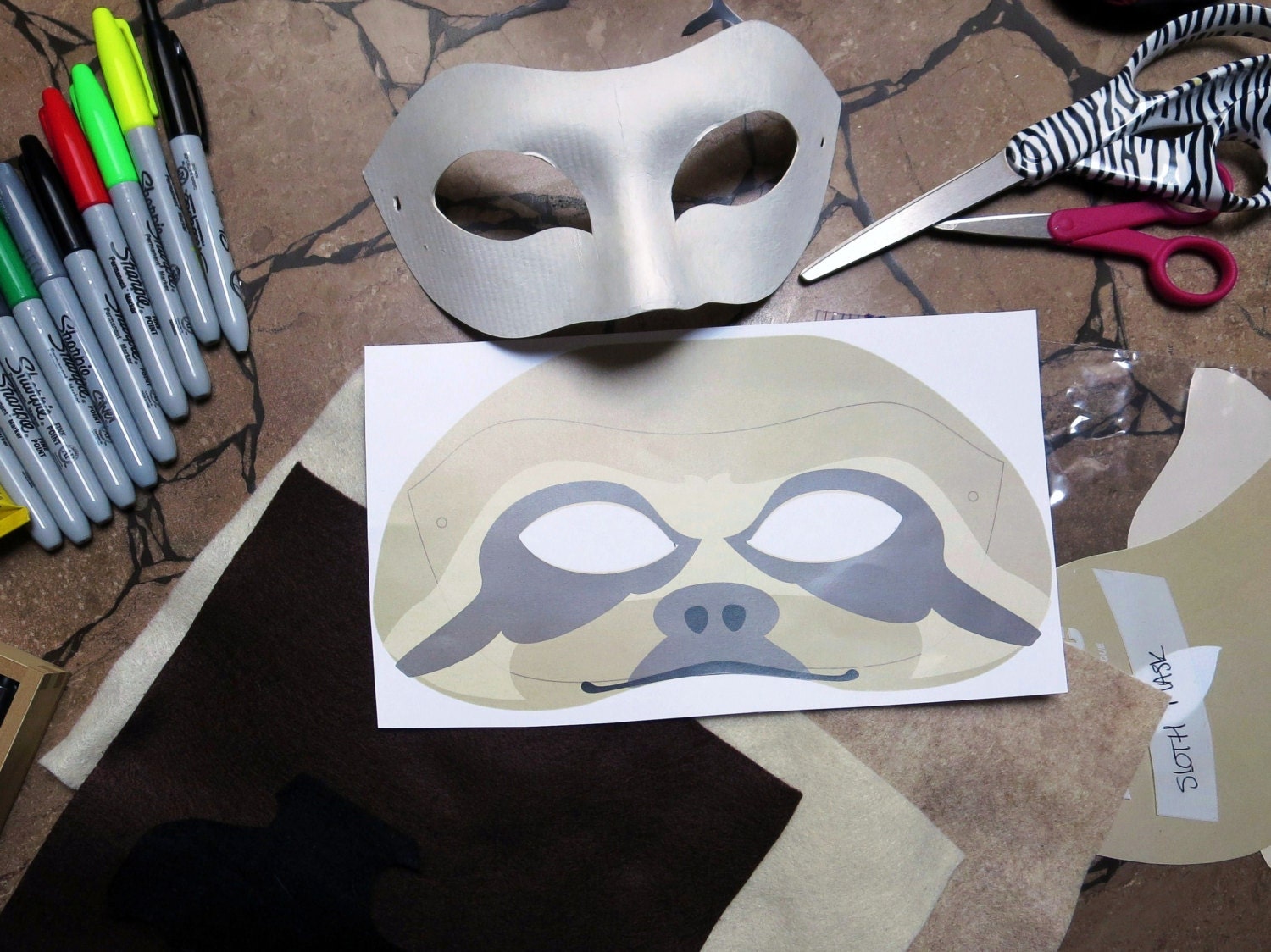 Felt Sloth Mask (digital File) | Cosplay Pattern | Create Your Own ...