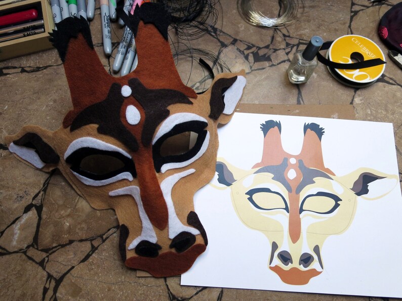 Felt Giraffe Mask (digital File) | Cosplay Pattern | Create Your Own ...