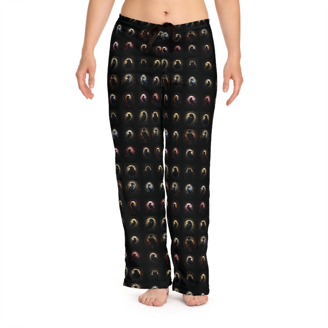 Crow Pattern Pants | Cozy Flowing Pajama Pants | Abstract Bird Design ...