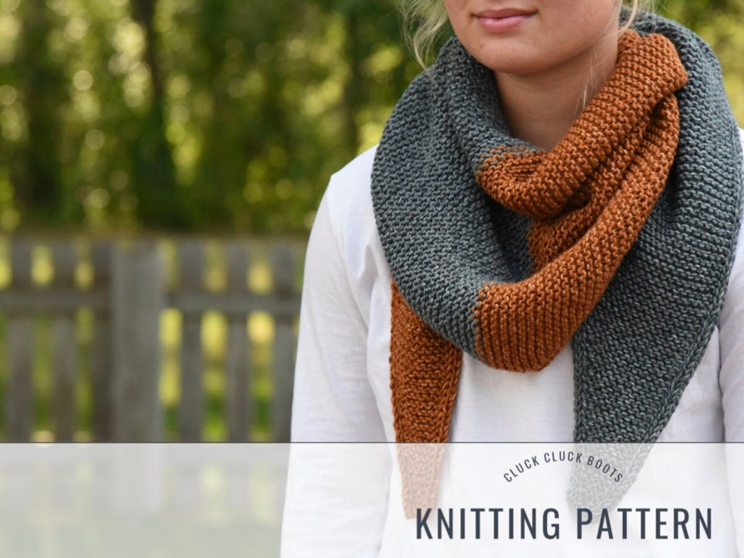 ROWAN Two Color Scarf Knitting PATTERN | Knit Shawl | Beginner Scarf ...