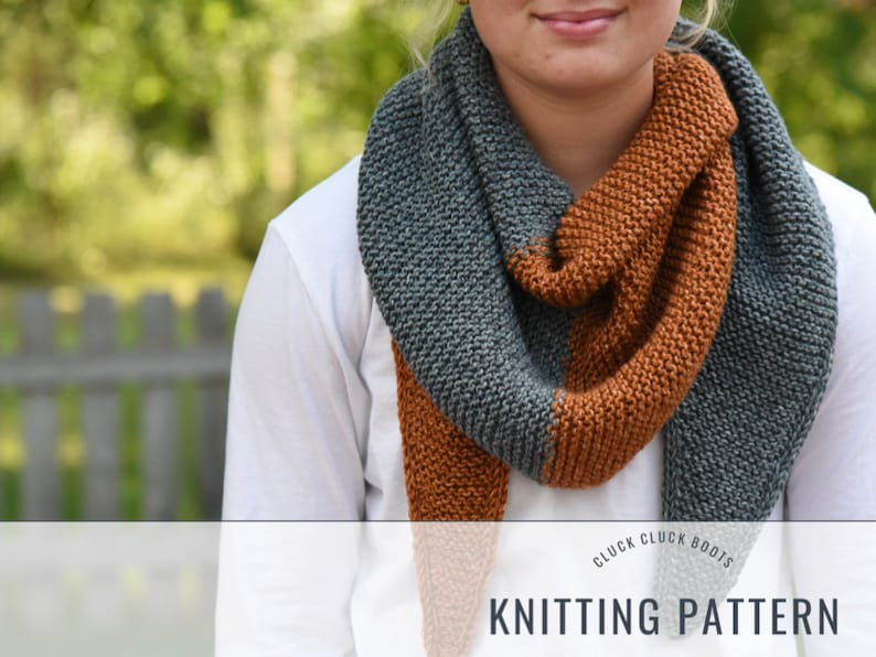 ROWAN Two Color Scarf Knitting PATTERN | Knit Shawl | Beginner Scarf ...