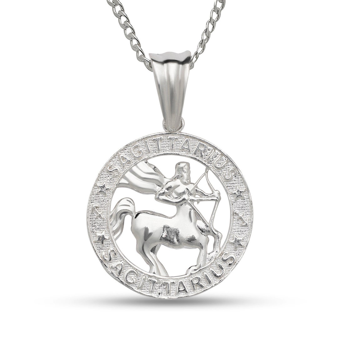 925 Sterling Silver Zodiac Sign Necklace Pendant Saggitarius Handmade ...