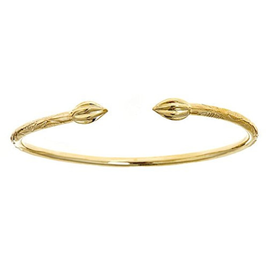 14K Yellow Gold West Indian Bangle W. Tulip Ends made in - Etsy