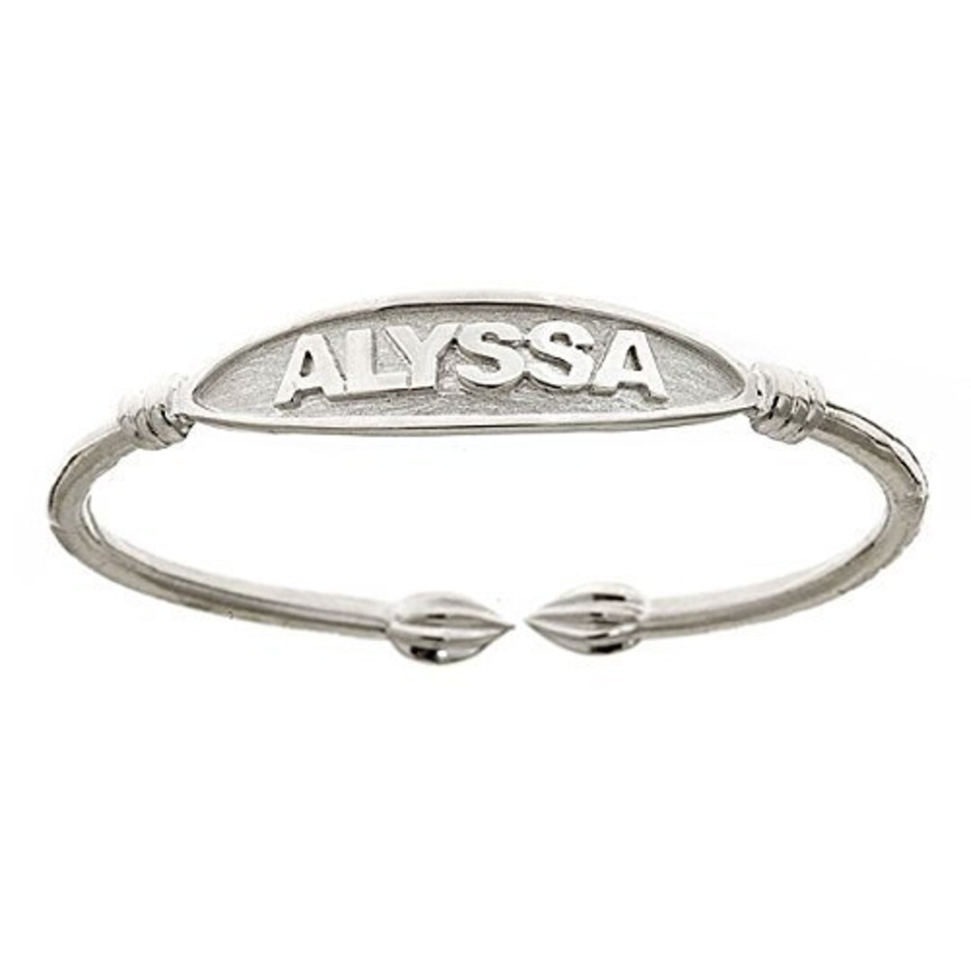 NAME PLATE Adult Bangle Solid .925 Sterling Silver - Etsy