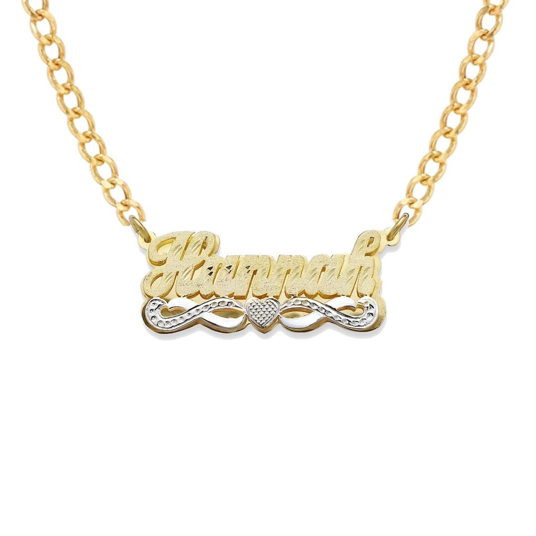 One Heart Design Gold Double Nameplate Necklace - Etsy