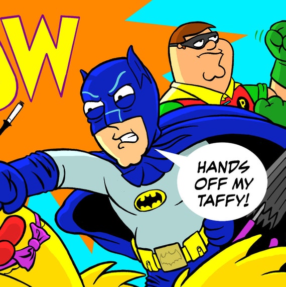 Batman '66 & Family Guy Peter Griffin as Robin Adam West Tribute 11 x ...