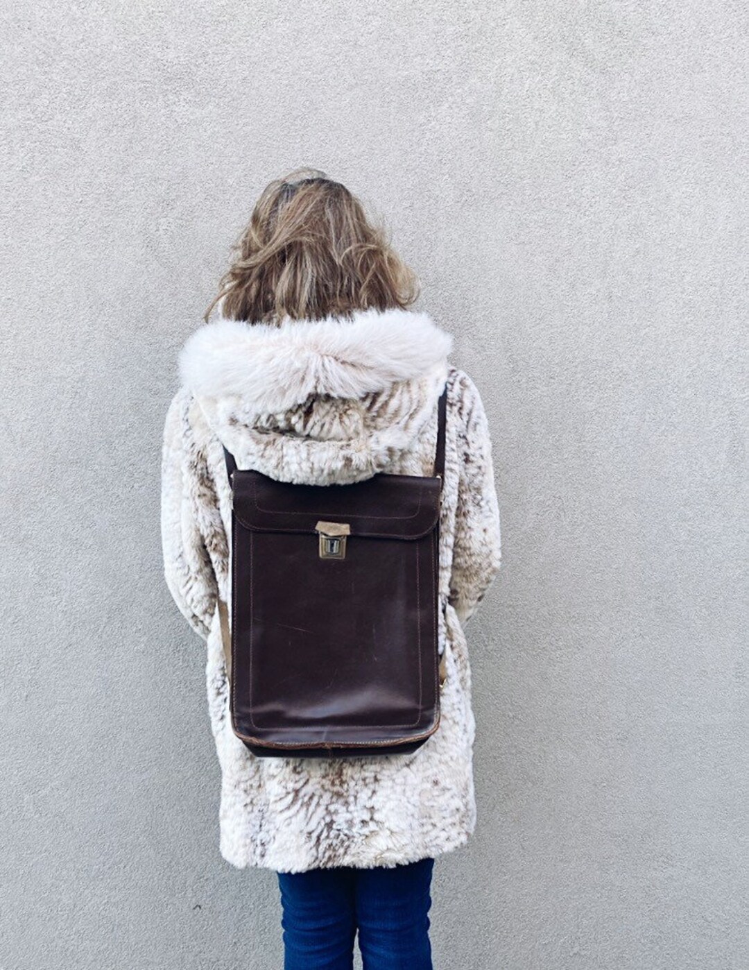 Vintage Backpack, Rétro School Bag, Old School Satchel in Leather From ...