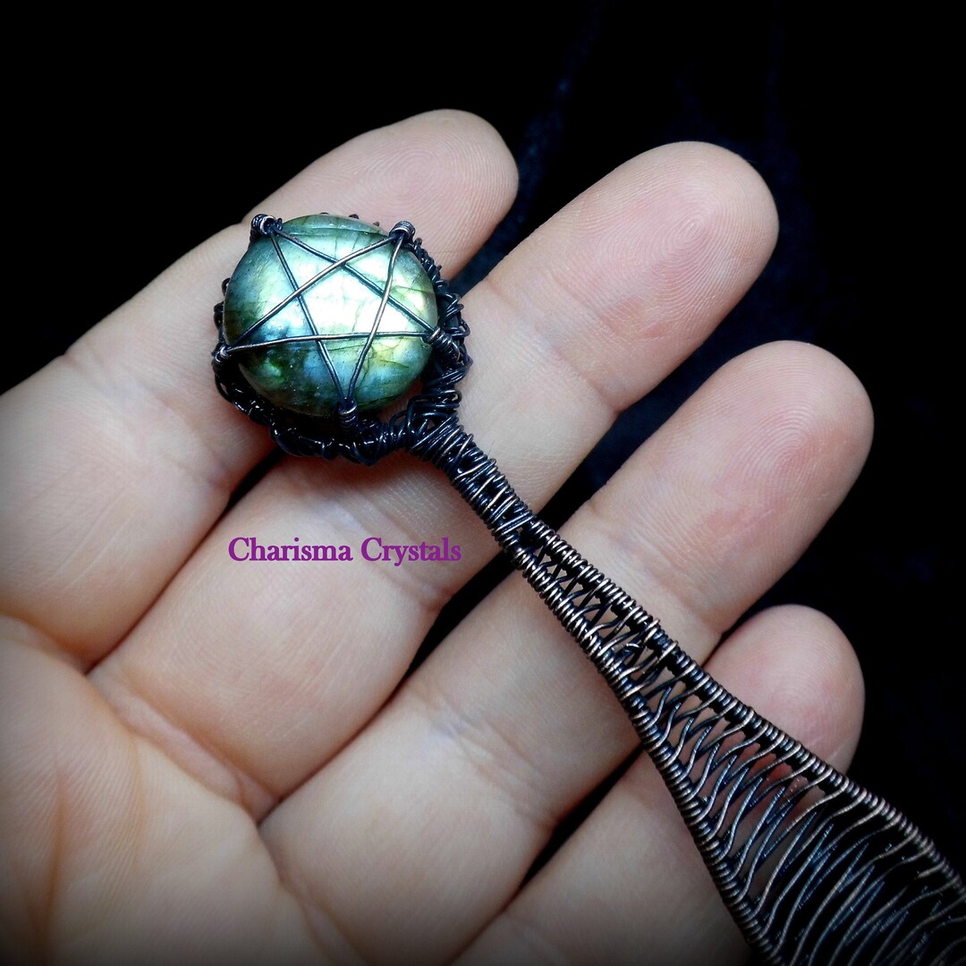 Labradorite Pentacle Bookmark, Crystal Bookmark, Book of Shadows ...