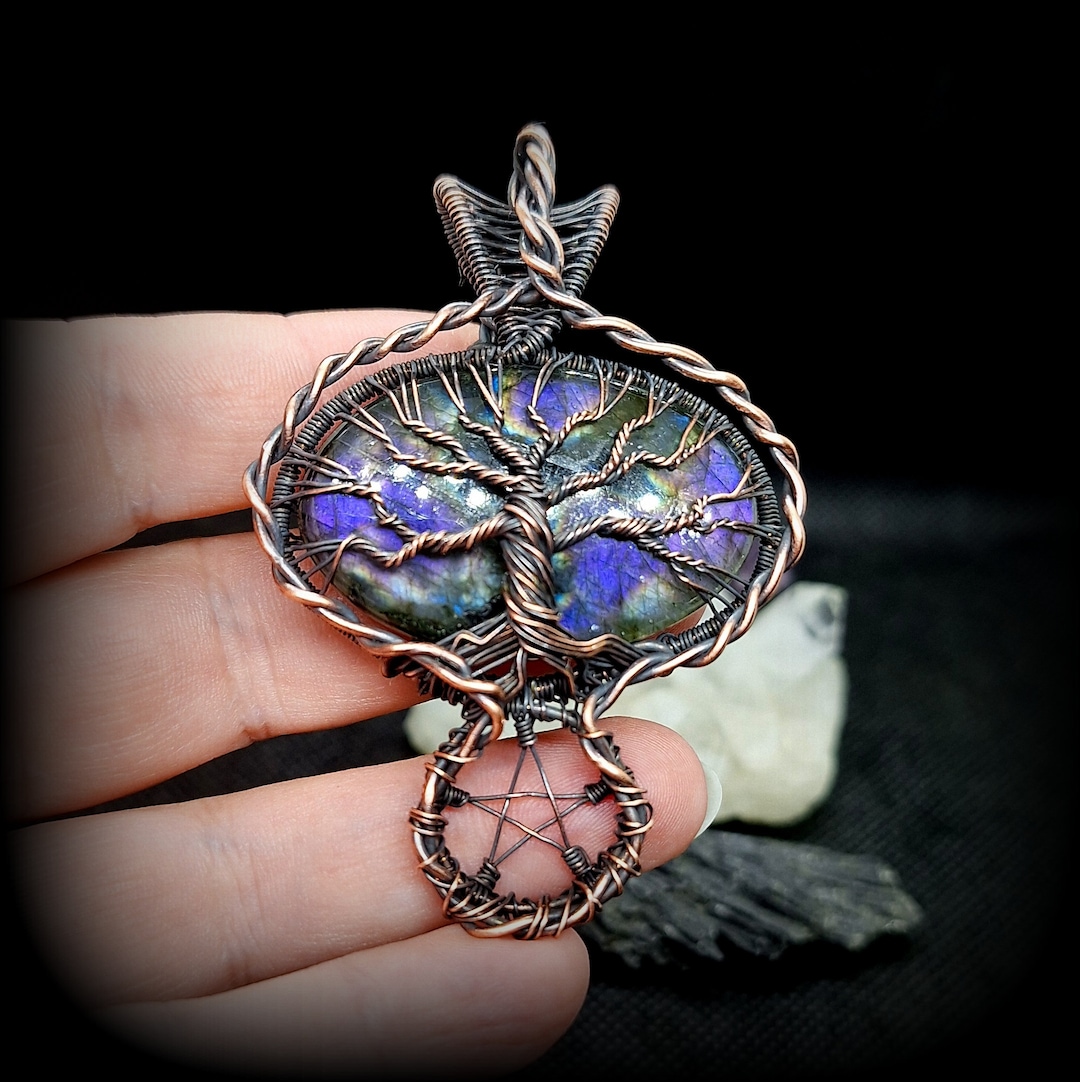 Purple Labradorite Tree of Life Pentacle Pendant, Tree of Life Jewelry ...