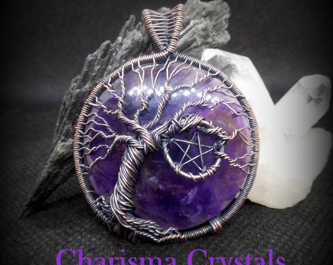Amethyst Tree of Life Pentacle Pendant Necklace, Pagan Jewellery, Pagan ...