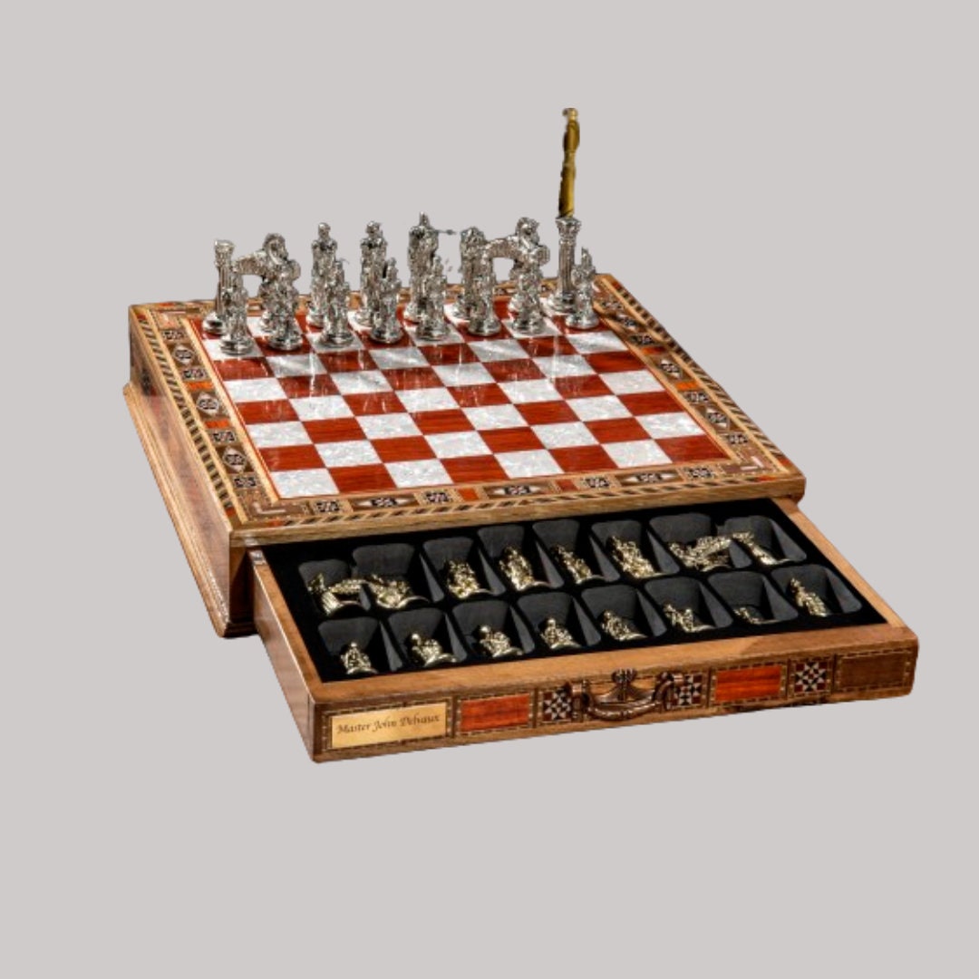 16.5 Luxury Chess Set, Personalized Wooden Chess Board With Storage ...