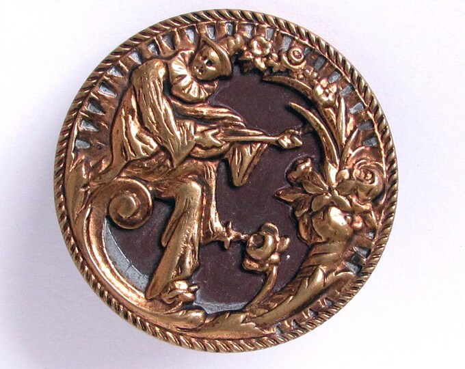 Scaramouche Collectible Victorian Picture Button of Stamped Brass ...