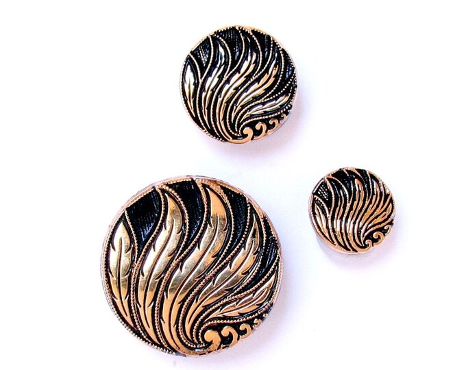 Floral Design Molded Glass Buttons, a Set of 3 Decorative ...