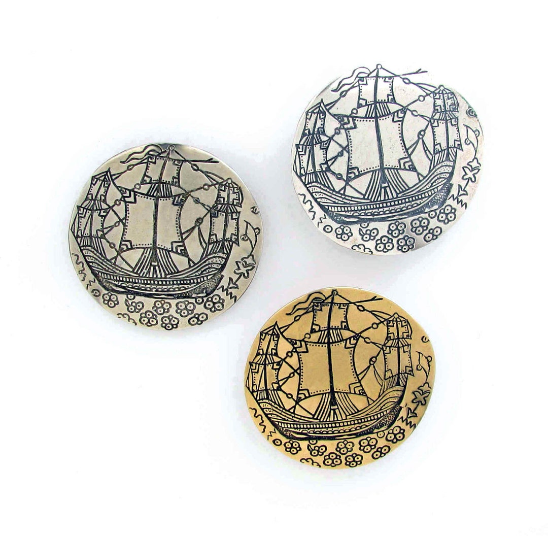 Sterling Silver Sailing Ship Button, Iznik Design, Limited Edition - Etsy
