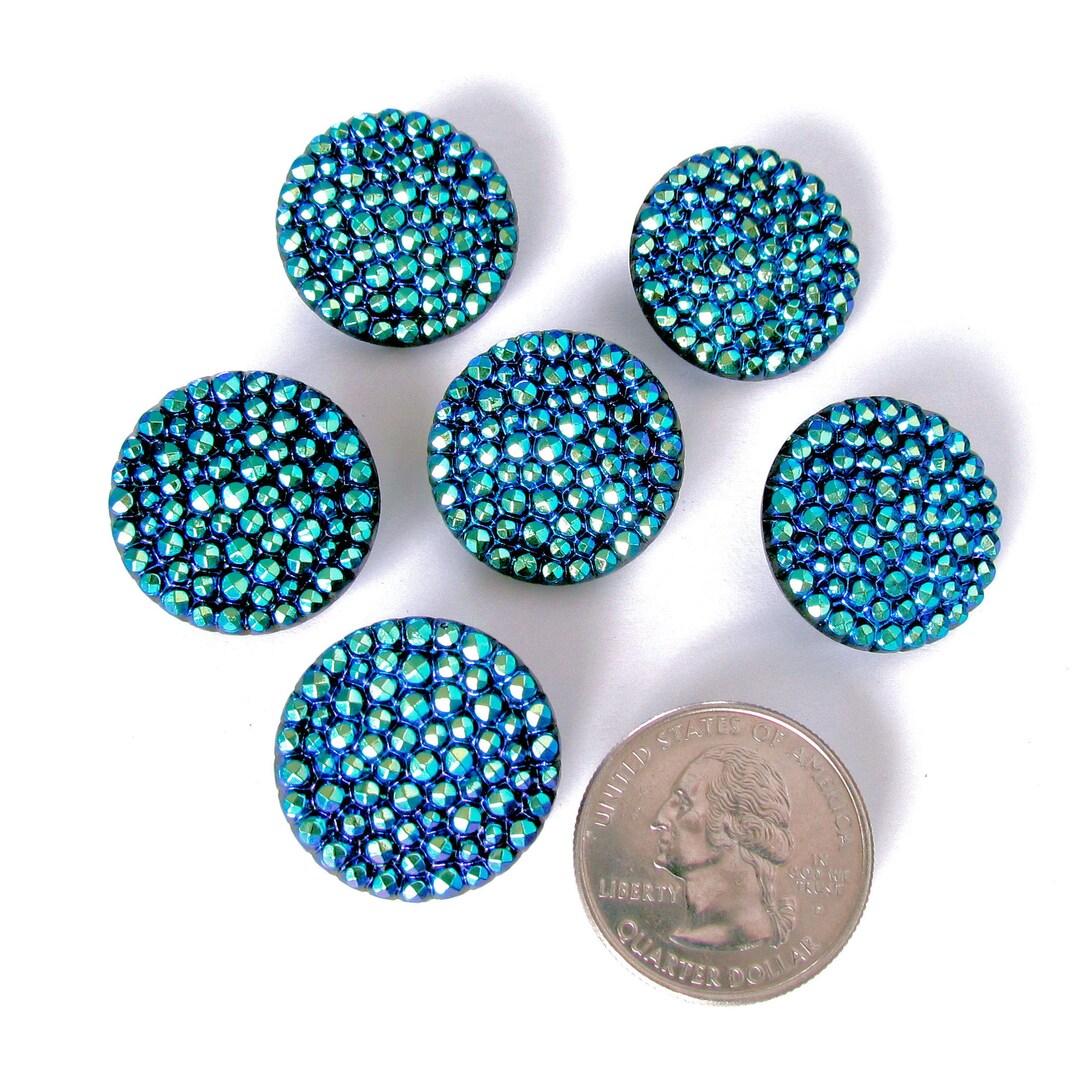 Iridescent Blue Glass Buttons, Faceted Pebble Design (set of 6) - Etsy