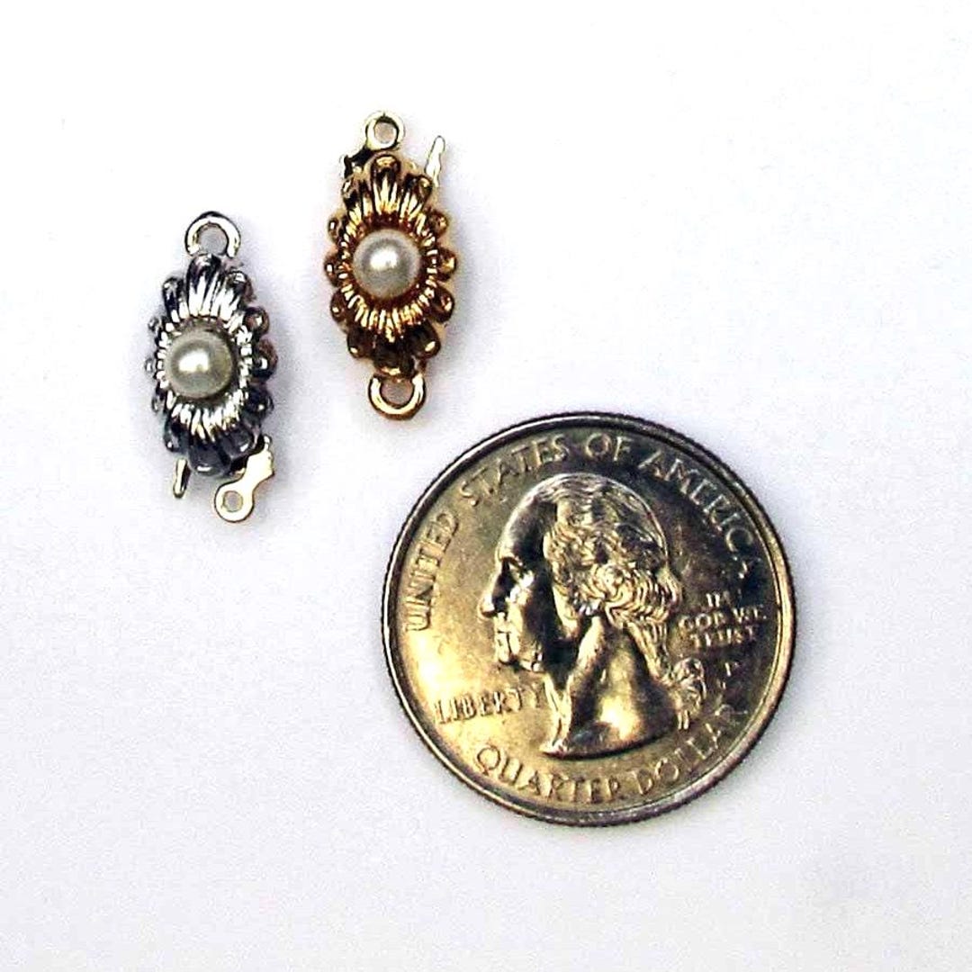 Imitation Pearl Fish Hook Clasp, Gold or Rhodium Plated - Etsy