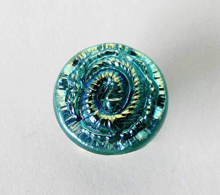 Iridescent Round Glass Button Spiral Design 11 MM Blue | Etsy
