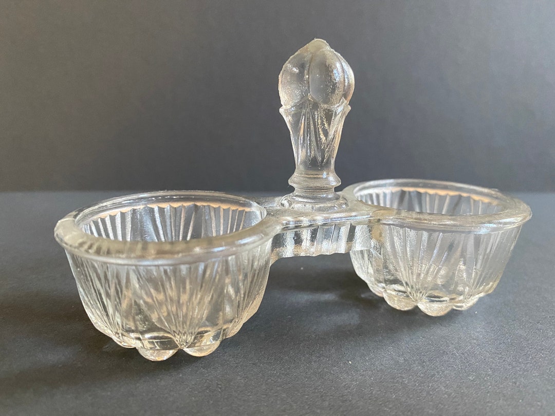 Salt Pepper CELLAR Depression Glass Pressed German Origin Vintage Table ...