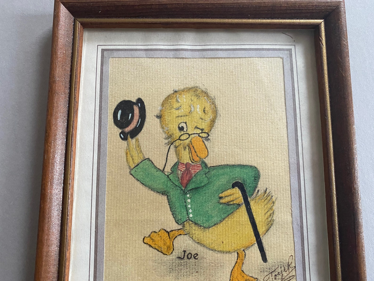 DUCK Drawing Winking Saluting Pencil Ink Signature J Toejer - Etsy