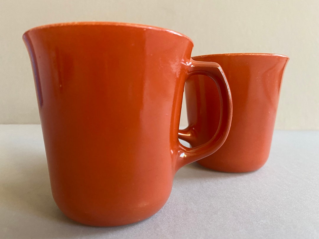PYREX Mugs Corning Orange by Pyrex White #34 Made in USA Set of Two ...