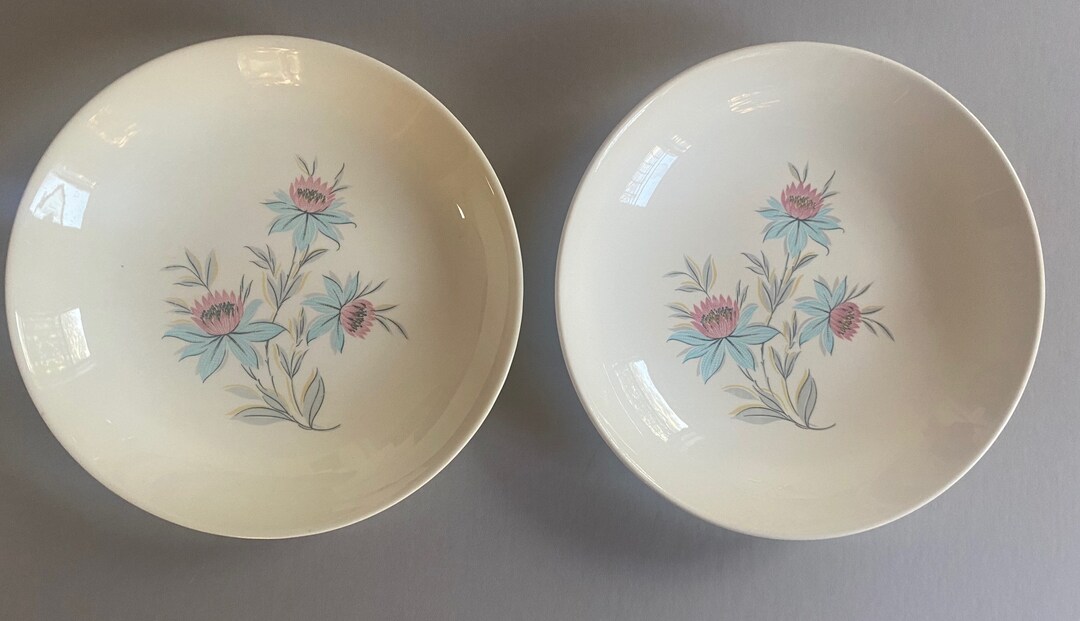 Vintage Fairlane Steubenville Soup Bowls, Turquoise Pink Floral, Set of ...