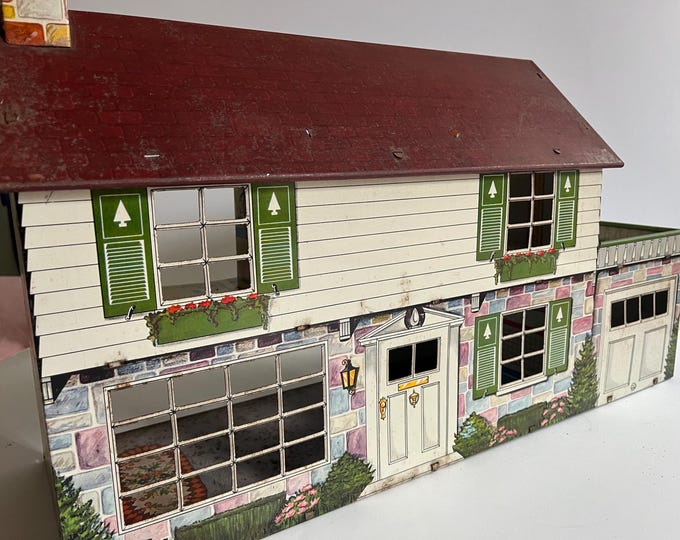 Vintage Dollhouse, Vintage Tin Dollhouse, Vintage 1950s Marx Dollhouse ...