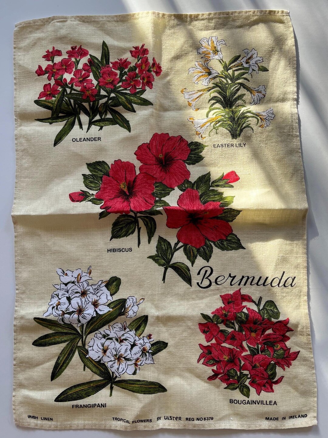 BERMUDA Kitchen Cloth Linen Souvenir Tea Towel Made in Ireland Vintage ...