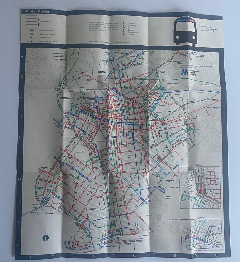 BROOKLYN Bus Guide Map New York City Transit Authority - Etsy