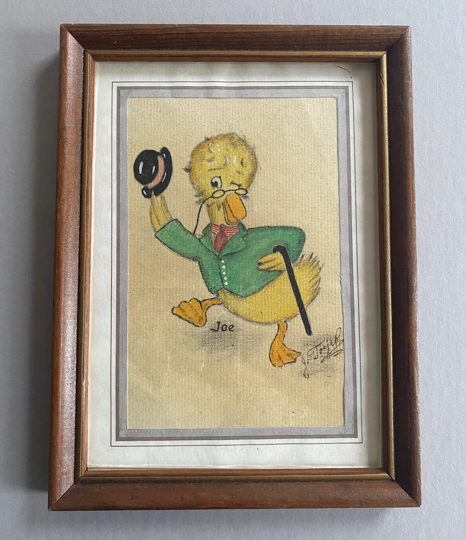 DUCK Drawing Winking Saluting Pencil Ink Signature J Toejer - Etsy
