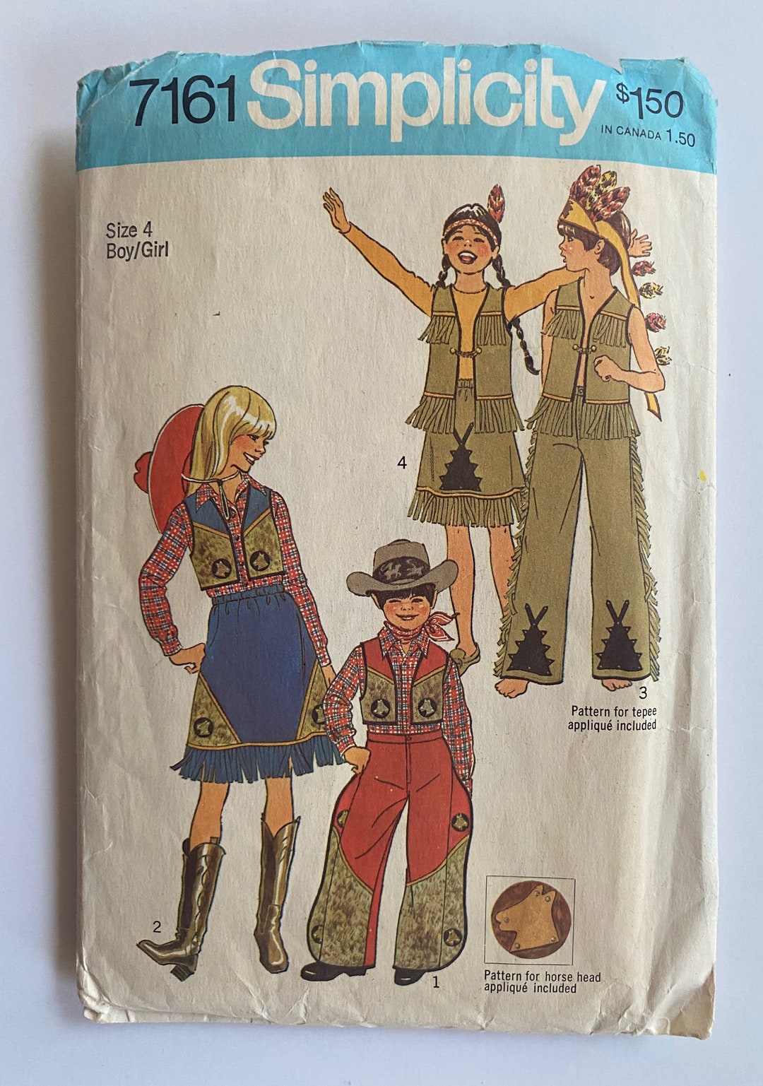 COWBOY Sewing Pattern Simplicity Kids‘ Western and Indian Costumes ...