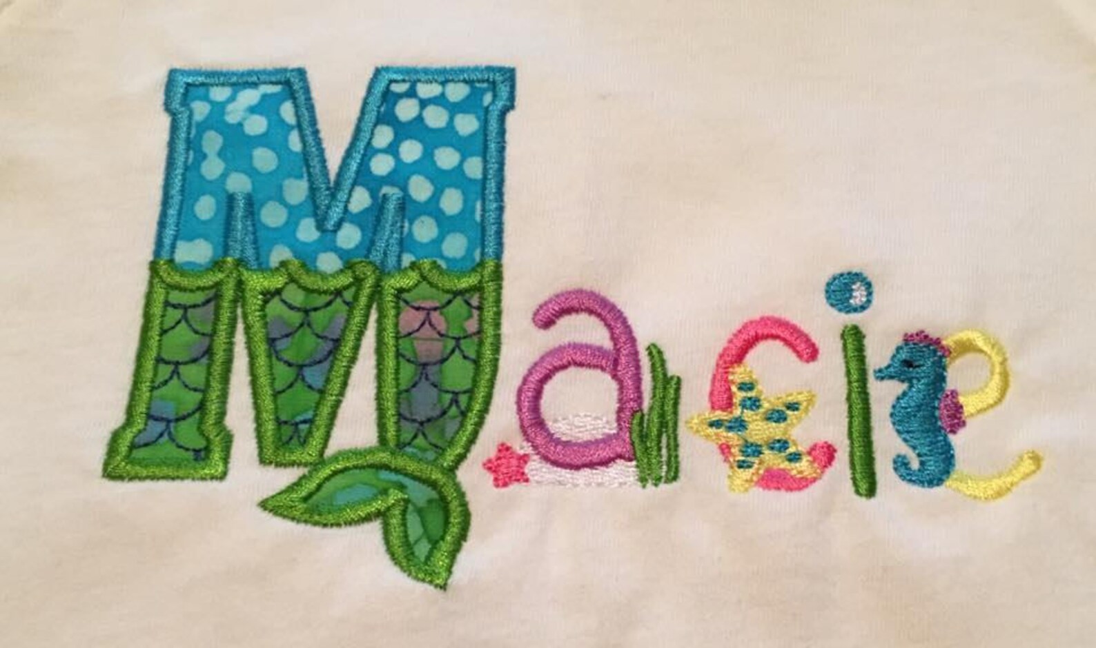 Mermaid Alphabet Name Shirt Applique Embroidery Girl's | Etsy