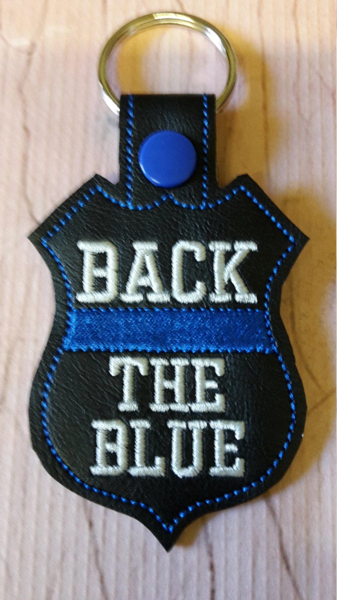 Back the Blue Vinyl Key Chain, Key Fob, Pull Tab, Blue Line - Etsy
