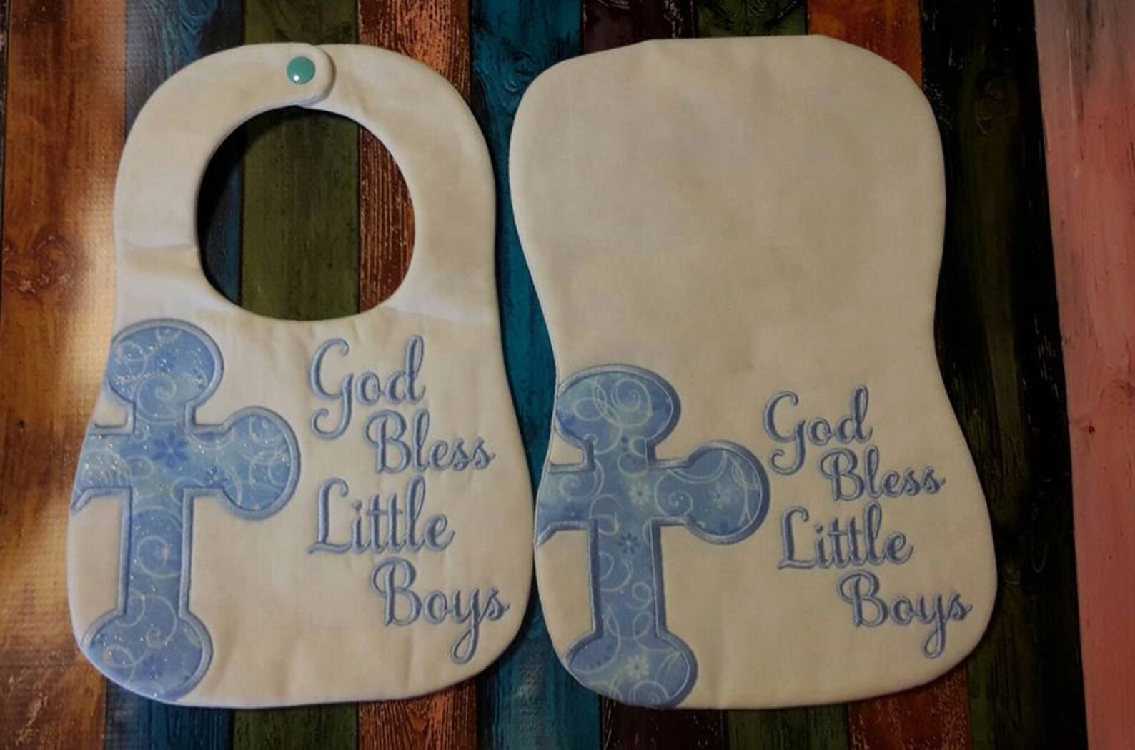 God Bless Bib and Burp Set Cross Baby Girls and Boys - Etsy