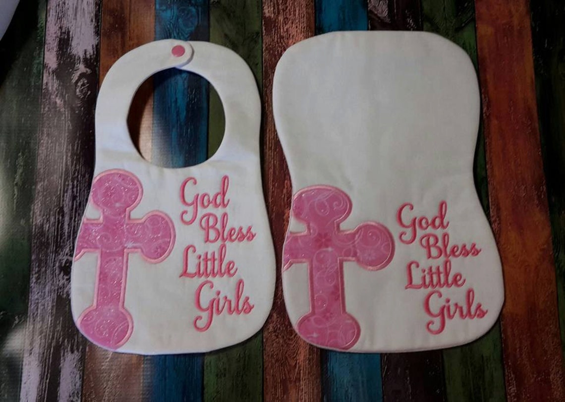 God Bless Bib and Burp Set Cross Baby Girls and Boys - Etsy