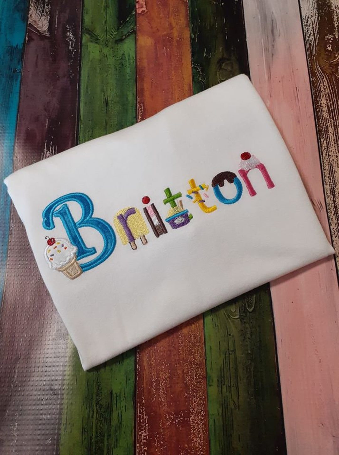 Ice Cream Name Shirt, Appliqued Ice Cream Shirt, Monogrammed Shirt ...