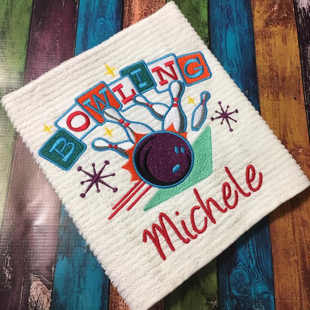 Bowling Towel, Retro Bowling, Embroidery Design, Gift for Bowler ...