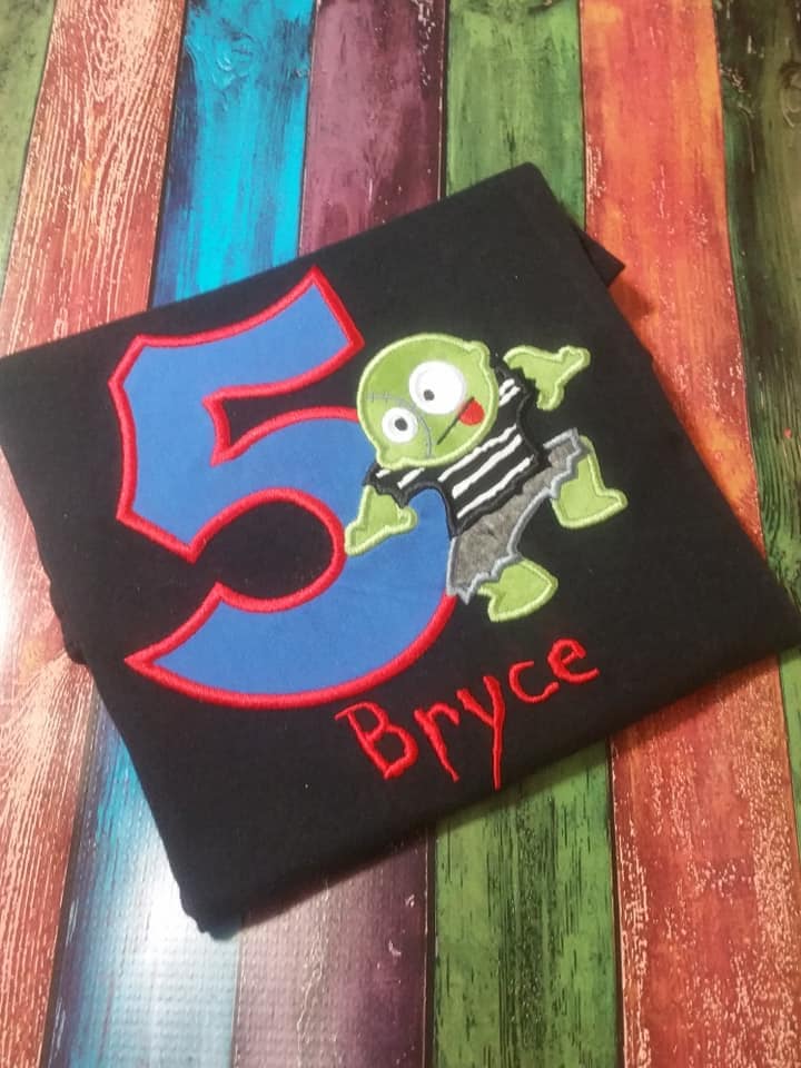Zombie Birthday Shirt, Applique Zombie T-shirt, Monogrammed Zombie ...