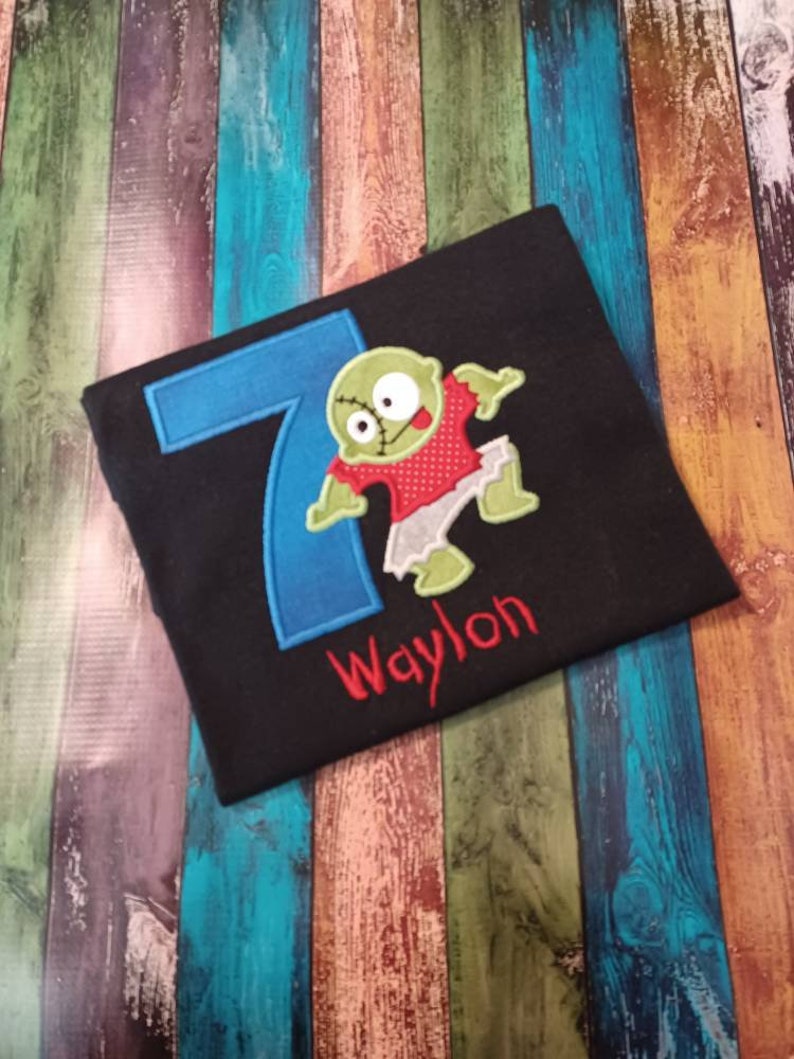 Zombie Birthday Shirt, Applique Zombie T-shirt, Monogrammed Zombie ...