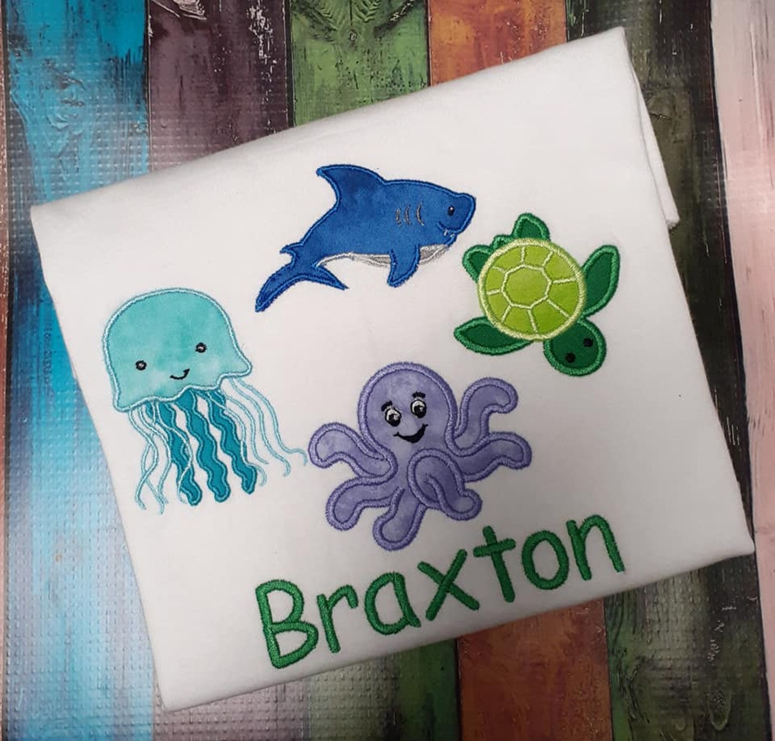 Sea Life Birthday T-shirt. Embroidery and applique in your | Etsy