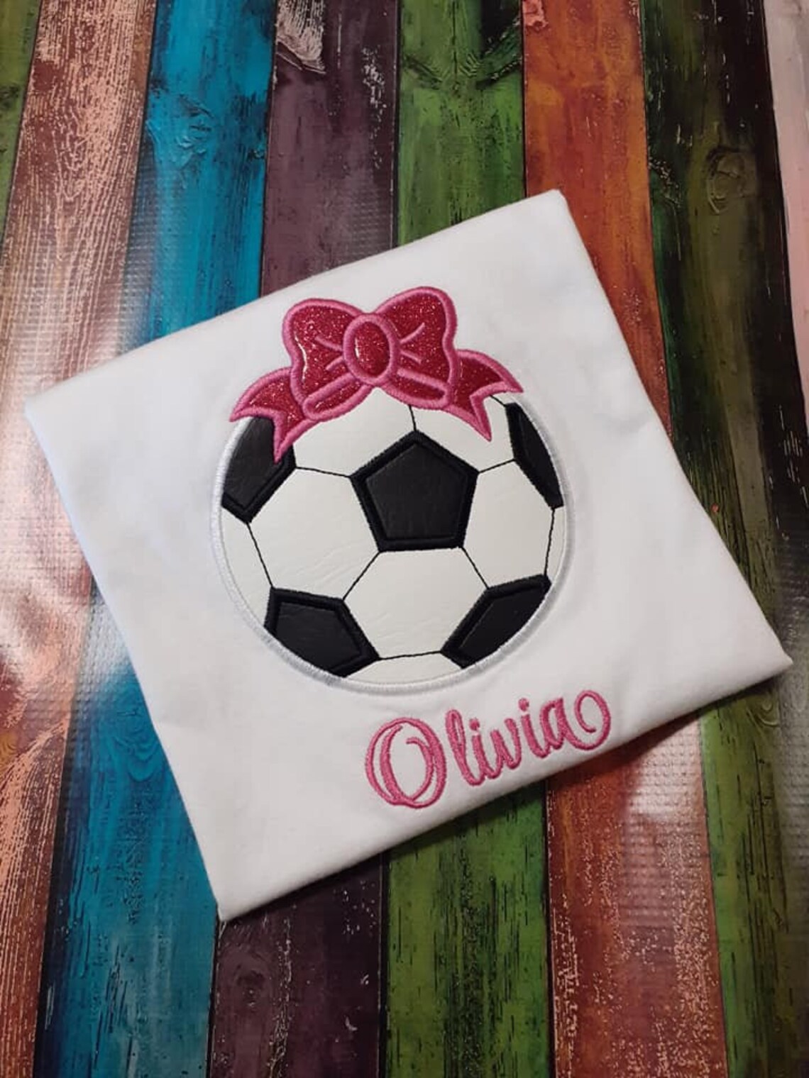 Girl's Soccer T-shirt Soccer Ball With Bow Shirt Sports - Etsy