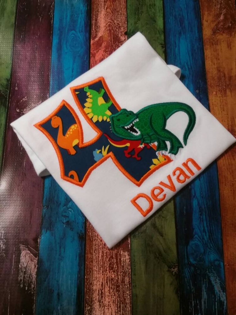 T-rex Birthday Shirt, Dinosaur Child's T-shirt, Monogram T-shirt ...