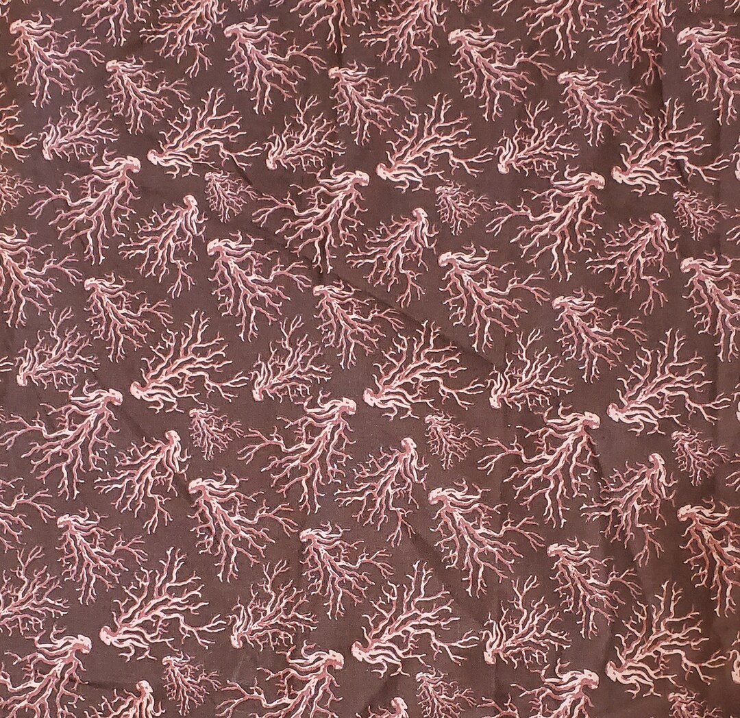 Pink and Brown Seaweed Reproduction Fabric - Etsy