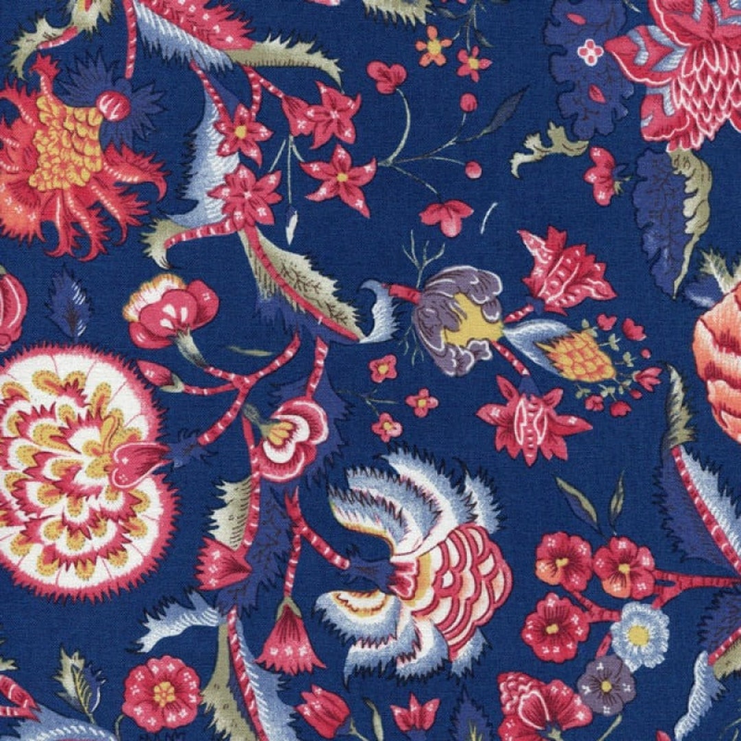 Dutch Heritage Navy VOC Chintz Reproduction Fabric by Petra Prins - Etsy